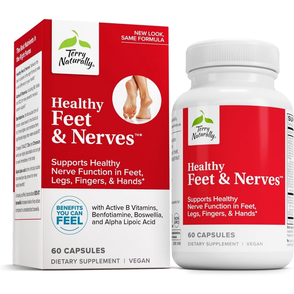 Terry Naturally Healthy Feet & Nerves 60 Capsules - Herbal Supplement ...