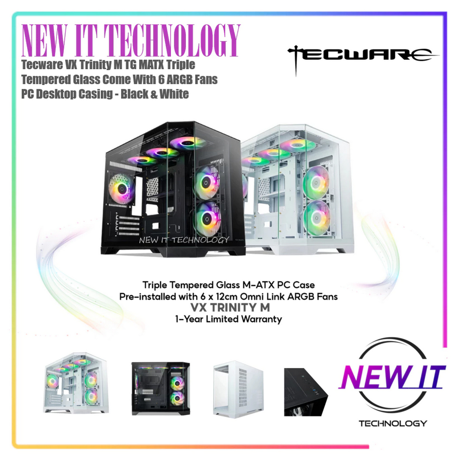 Tecware VX Trinity M TG MATX Triple Tempered Glass Come With 6 ARGB ...
