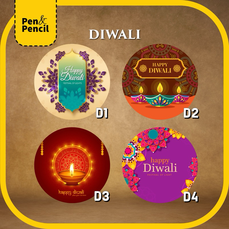 Diwali Sticker Label Happy Deepavali Festival of Lights (Customisable ...