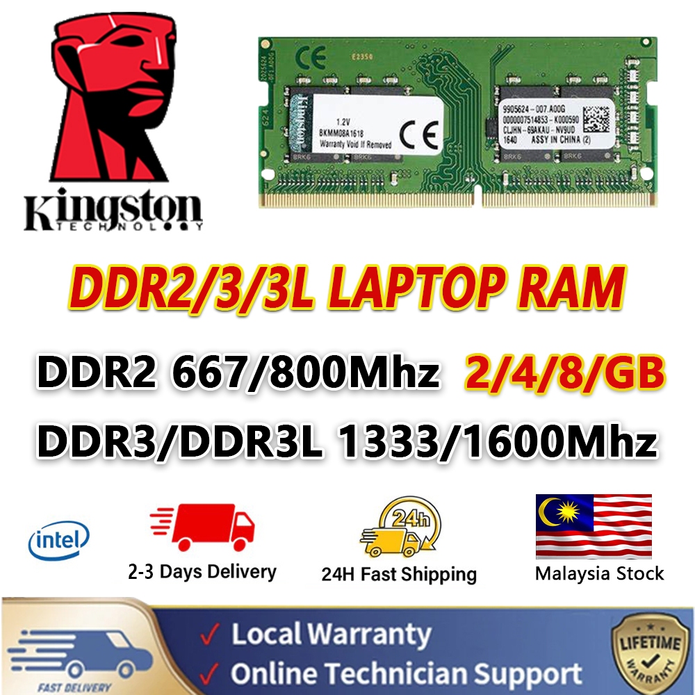 【MY Stock】Kingston 2GB/4GB/8GB Laptop Memory RAM DDR2 DDR3 DDR3L DDR4 667/800/1066/1333/1600 ...