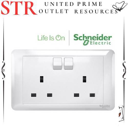 Schneider Electric 13A Twin Gang Switched Socket, White color TWIM ...