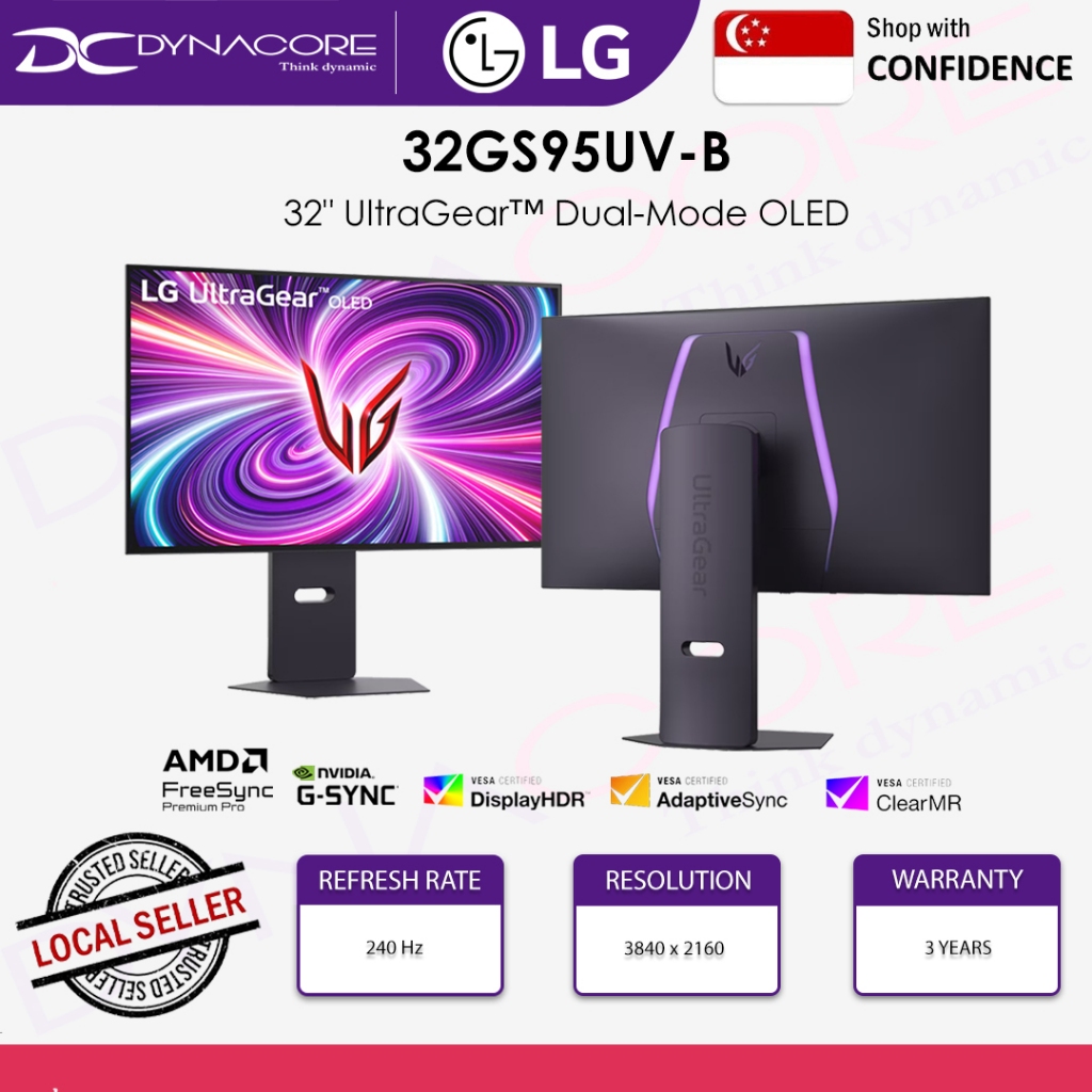 LG 32GS95UV-B 32" UltraGear™ Dual-Mode 4K OLED gaming monitor - 0.03ms ...