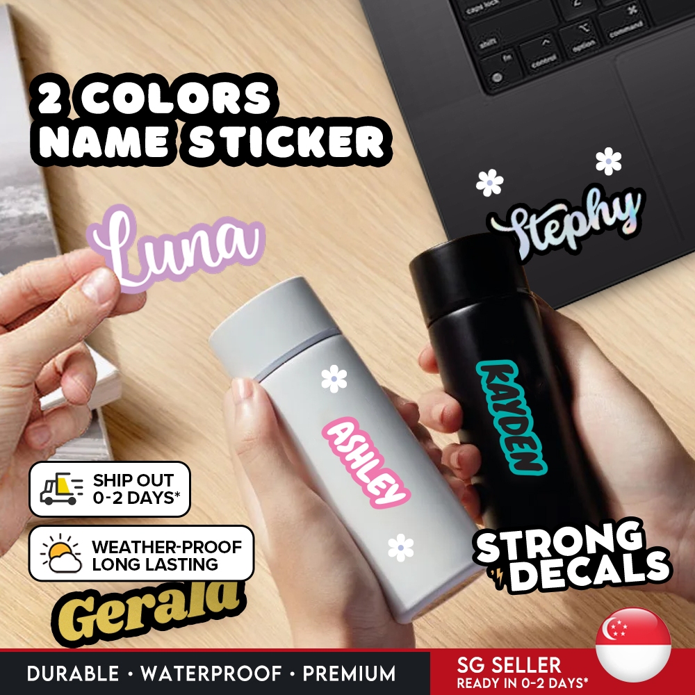 [SG Seller] 2 Colours Custom Name Sticker Vinyl for Laptops, Bottles ...