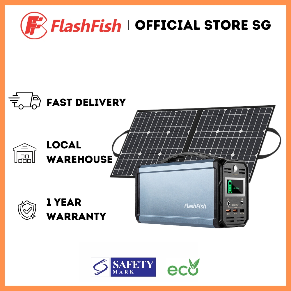 Flashfish G300 Portable Power Station SP 50W and Solar Panel Bundle (60000mAh) - 1 Year Warranty ...