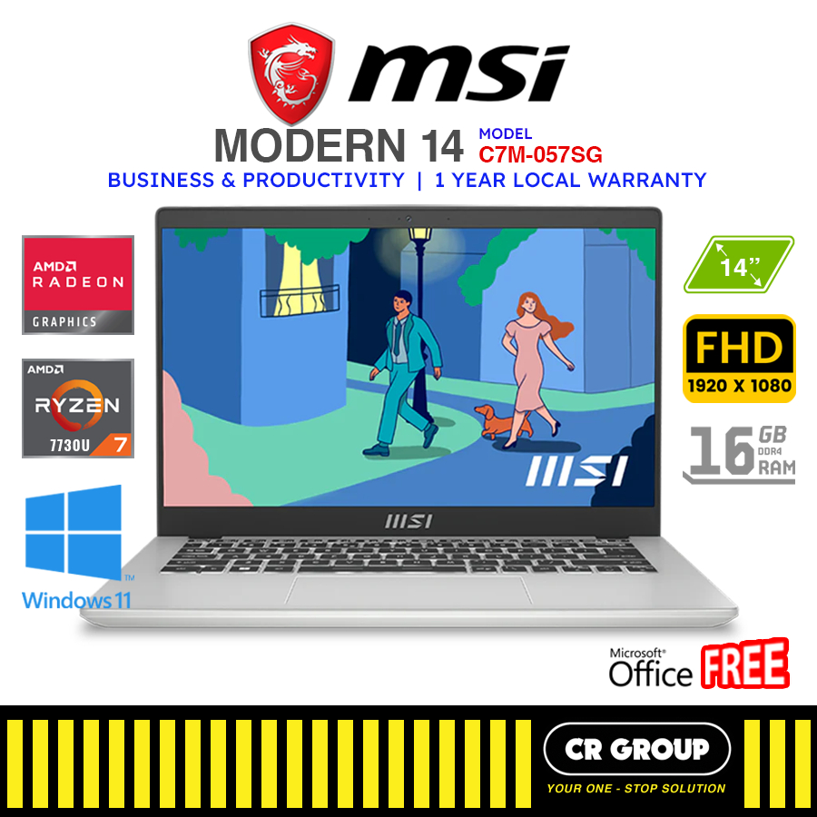 MSI Modern 14 C7M-057SG - AMD Ryzen 7-7730U - AMD Radeon Graphics ...