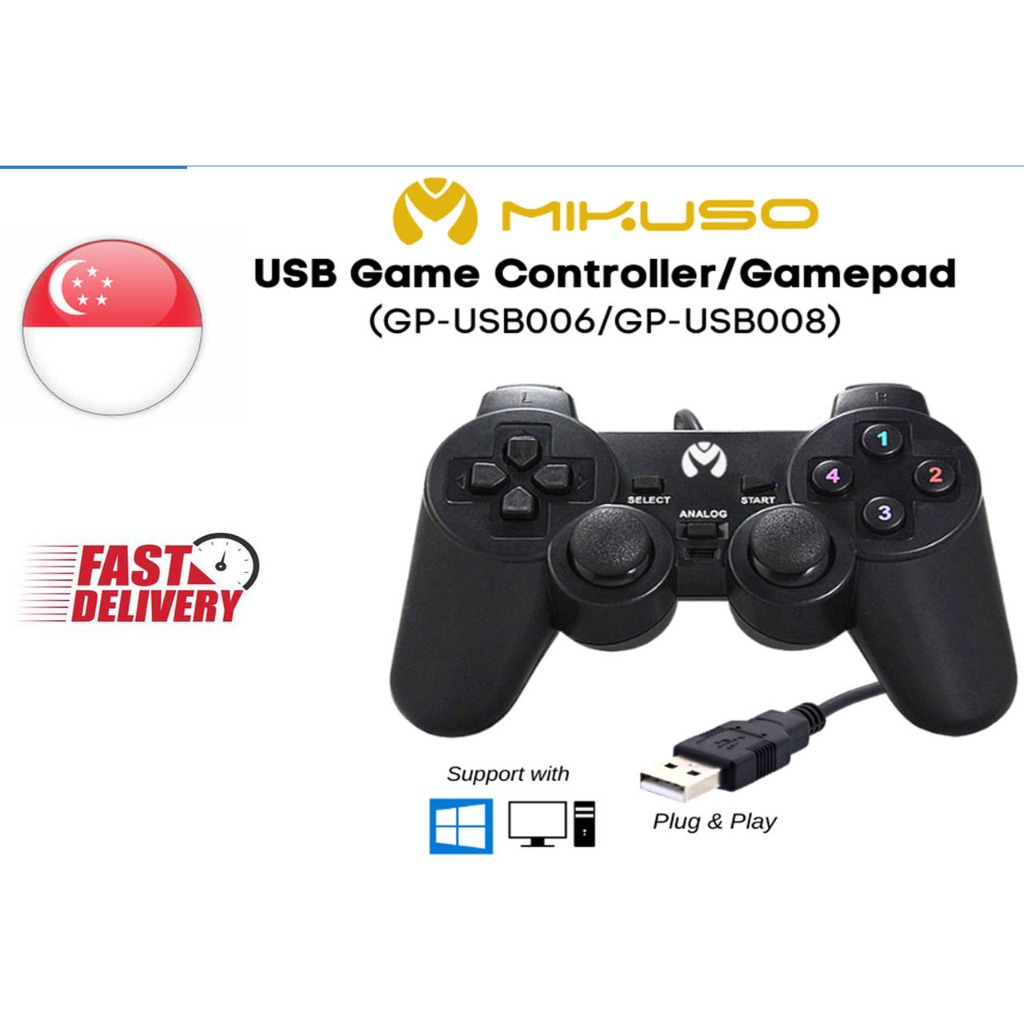 MIKUSO GP-USB006/USB008 USB WIRED ANALOG GAMEPAD JOYSTICK SINGLE/DUAL GAME CONTROLLER PC LAPTOP ...