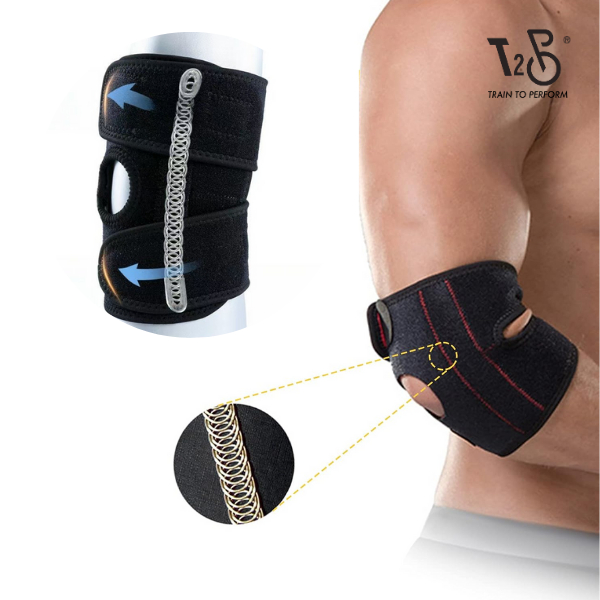 T2P Elbow Brace Support With Spring Elbow Sleeve for Tendonitis Tennis ...