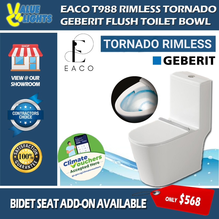 [Climate Voucher] EACO T988 Rimless Vortex Tornado Flush With Geberit ...
