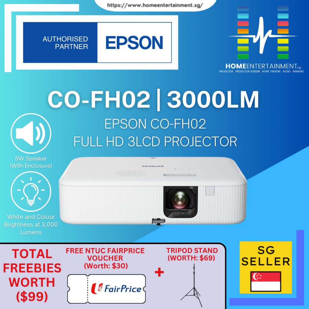 [NEW MODEL 3000 ANSI LUMENS] EPSON FHD 4K PROJECTOR CO-FH02 WITH ...