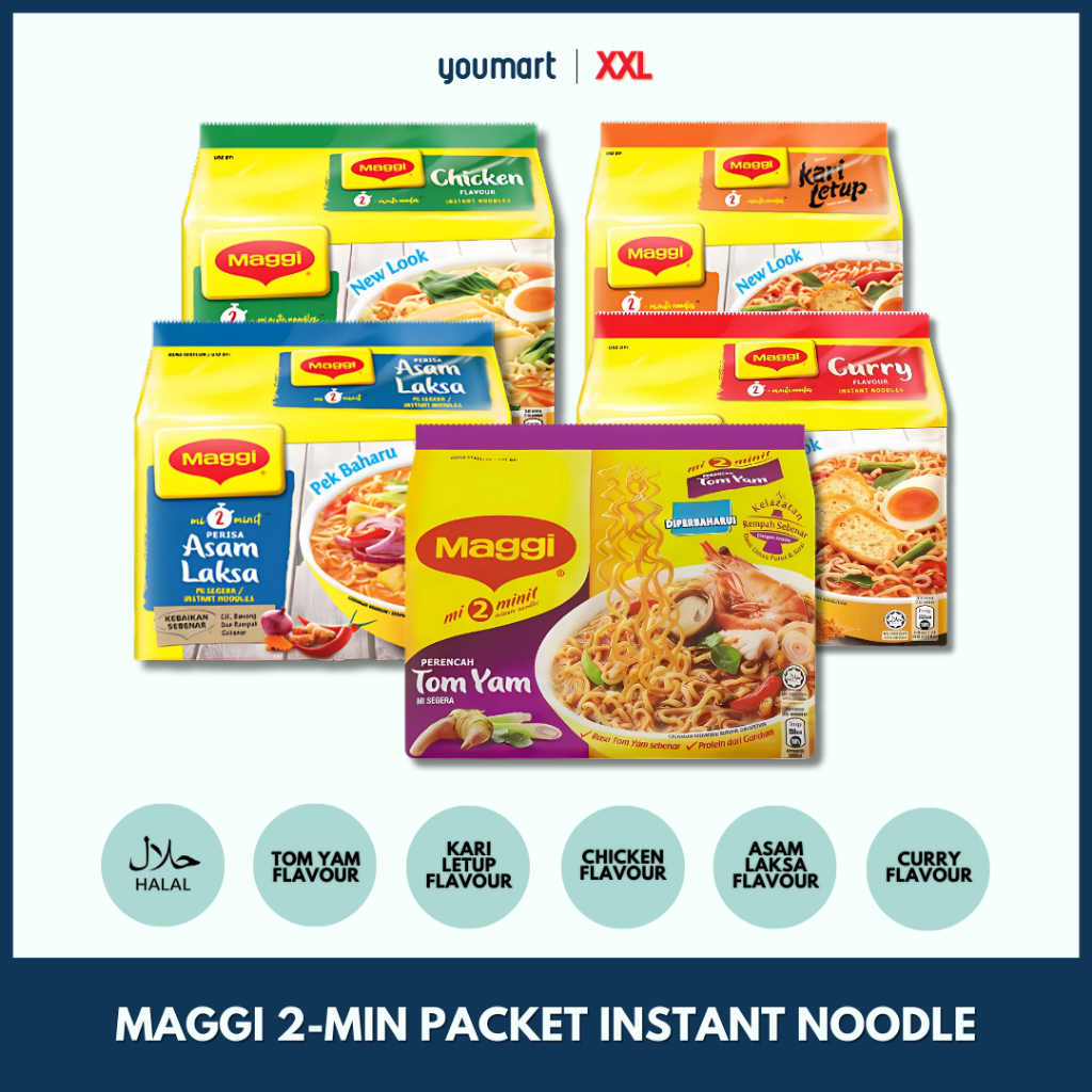 Maggi 2-Min Packet Instant Noodle • Halal • 5 flavours • by XXL Store ...