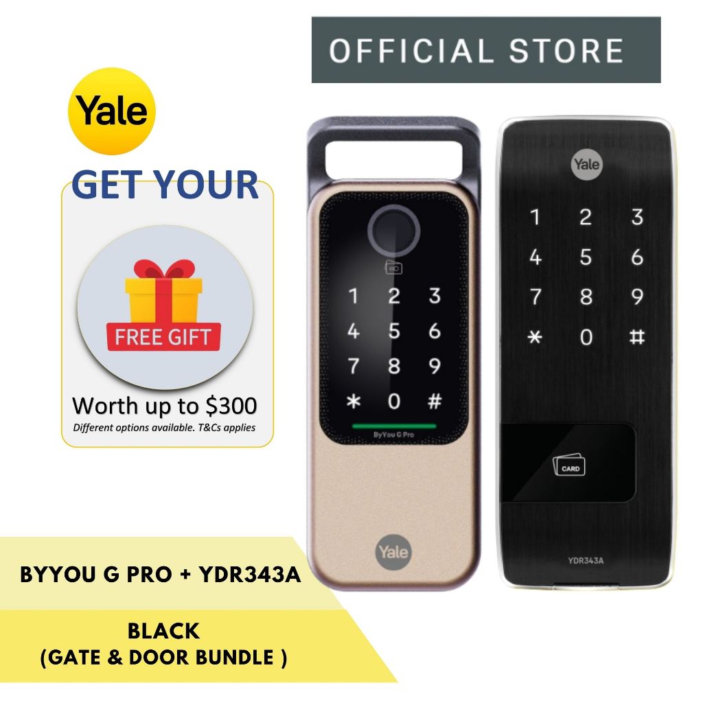 Yale ByYou G Pro Gate + YDR343A Door Digital Lock Bundle (FREE Yale HA ...