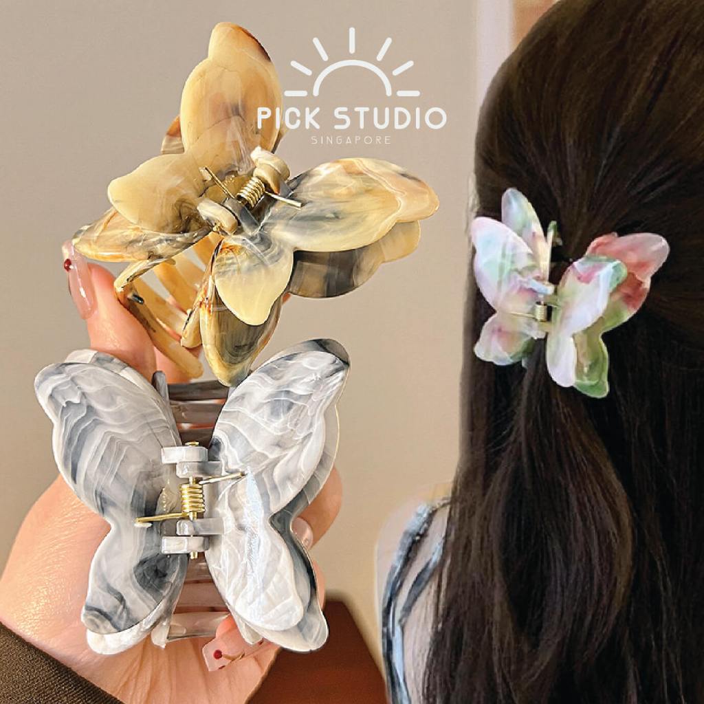 [SG READY STOCK] Colourful Butterfly Hair Clip Small Claw Clip | Shopee ...