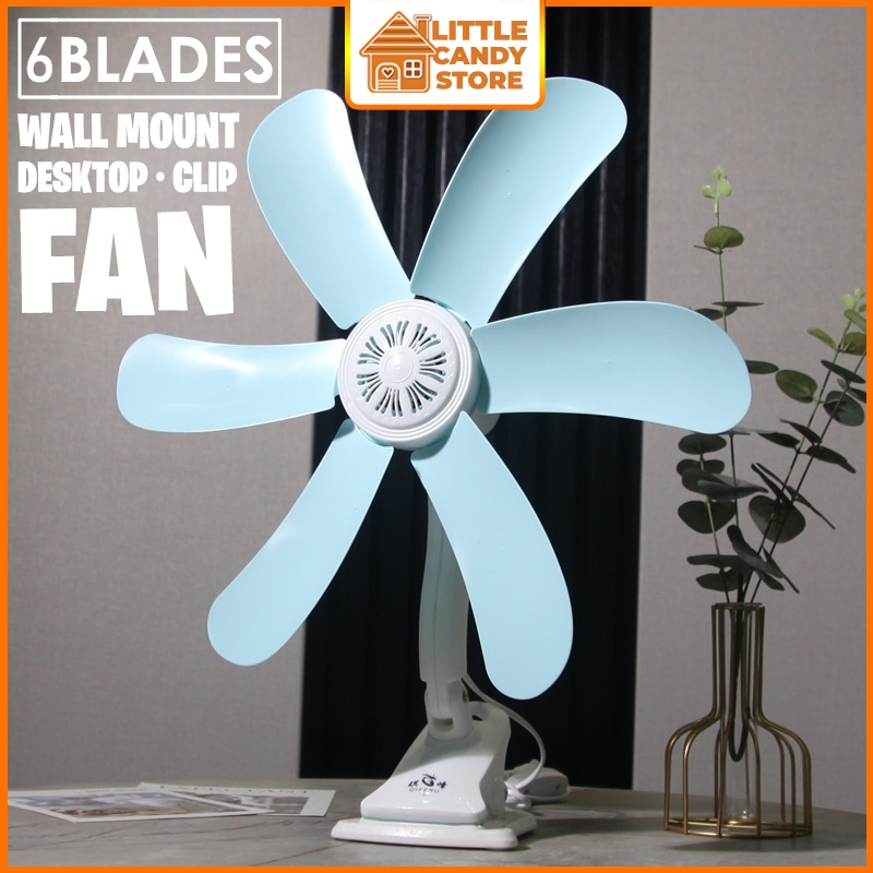 Portable 6 Blades 180° Adjustable Clip Fan Electric Bedside Wall Mount ...