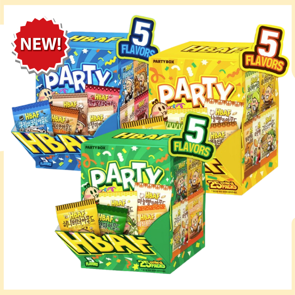 [HBAF] Alomnd Party Box ( YELLOW /GREEM/BLUE) 5flavors 20g * 25P | Shopee Singapore