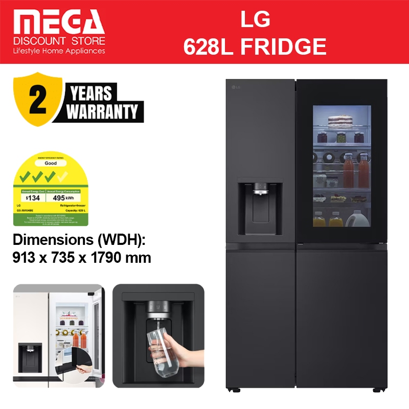 LG GS-X6104EV / GS-X6104BE 628L INSTAVIEW FRIDGE | Non-plumbing Water Dispenser | Free $100 ...