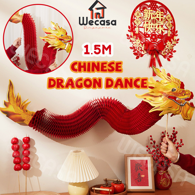 [SG] 1.5m CNY Paper Dragon New Year Decoration 2025 DIY Dragon Dance ...