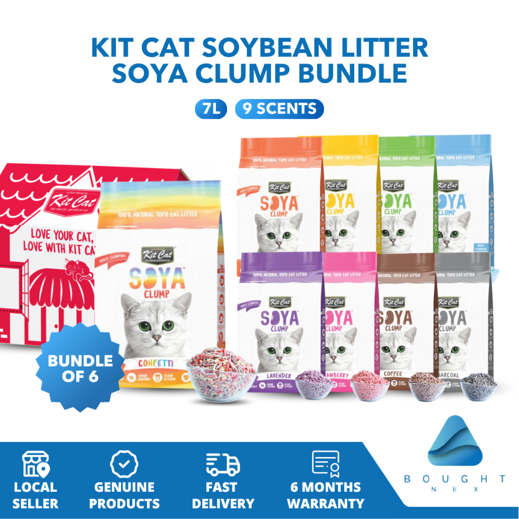 [Bundle of 6] Kit Cat Soya Clump - 7L Scented Cat Litter, Absorbent ...