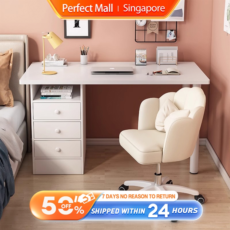 PM Study Table With Drawer Computer Desk White Writing Table Home Office Table For Bedroom ...