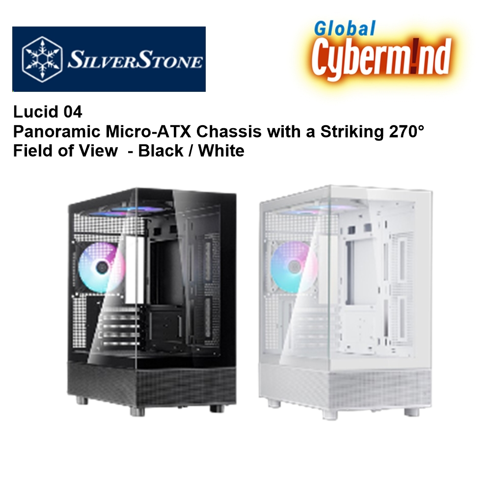 Silverstone LD04 MATX / ITX Compactible Case - Lucid 04 Panoramic Micro-ATX Chassis with a ...