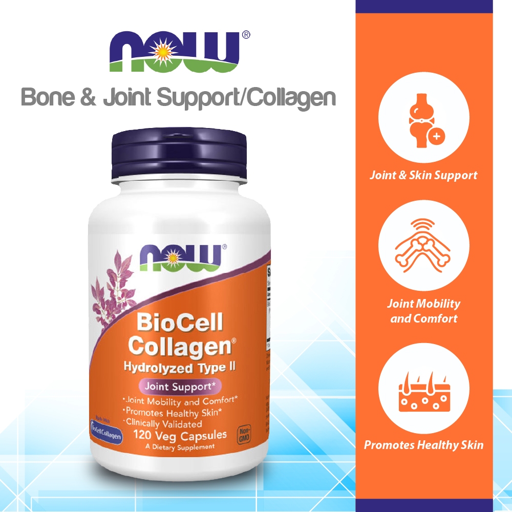 NOW Supplements, BioCell Collagen Hydrolyzed Type II, Clinically ...