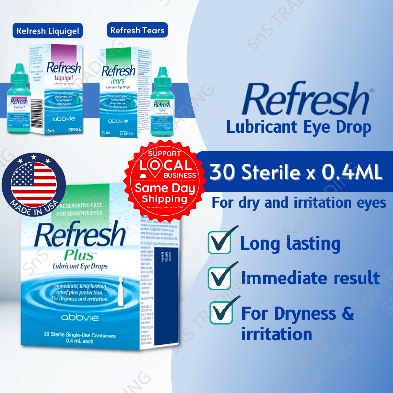 (Made In USA | EXPIRY 2026)Allergan Refresh Plus Eye Drops (30s ...