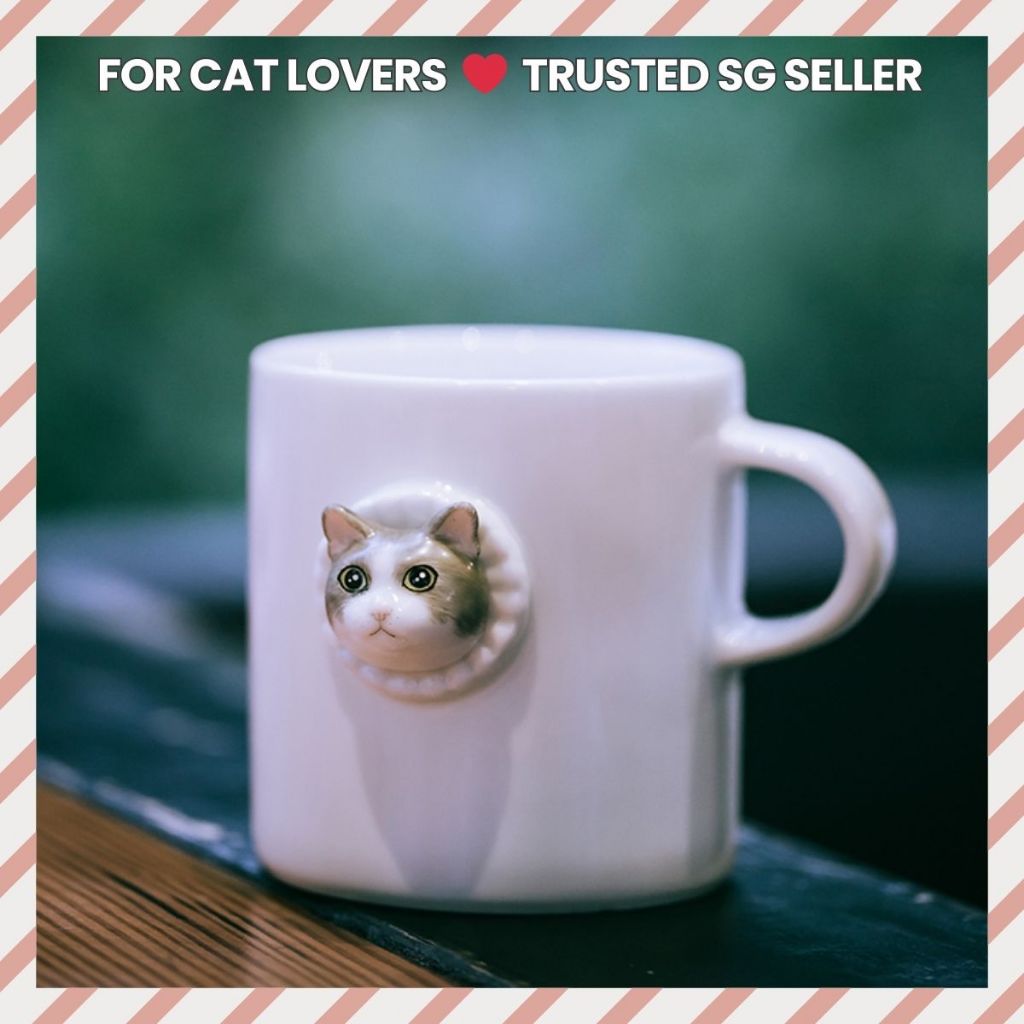 Smol Ceramic Coffee Cup - Brown Cat | Cat Cup | Cat Mug | Shopee Singapore