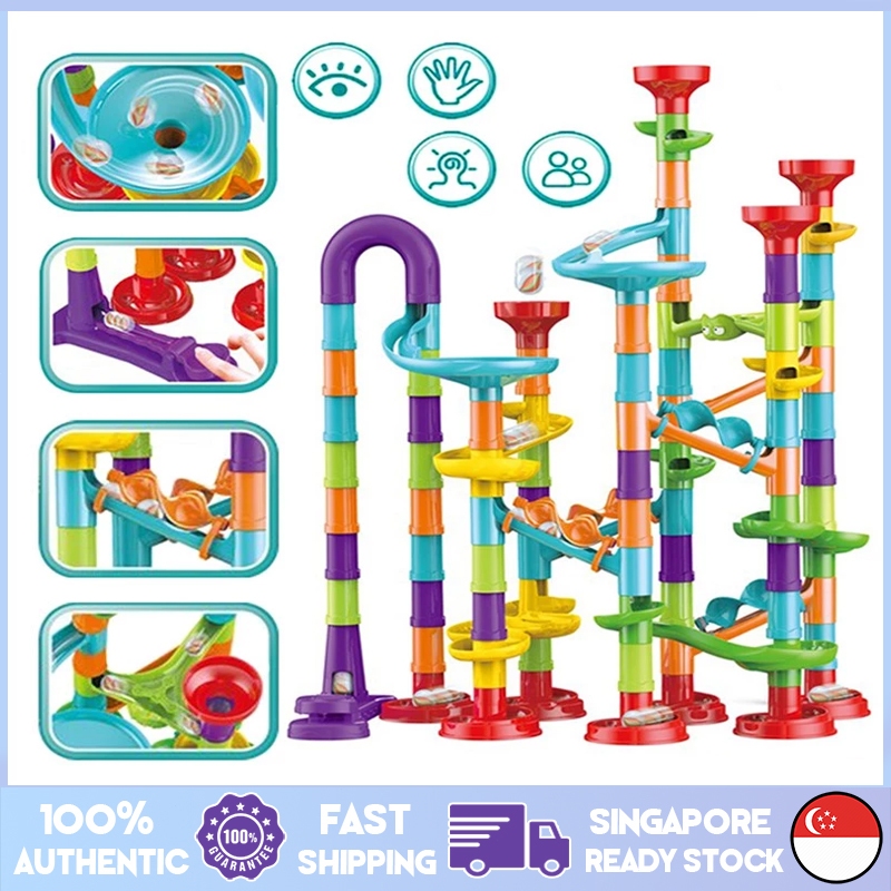 SG[Ready Stock] 50/113/197pcs DIY Construction Marble Race Run Maze ...