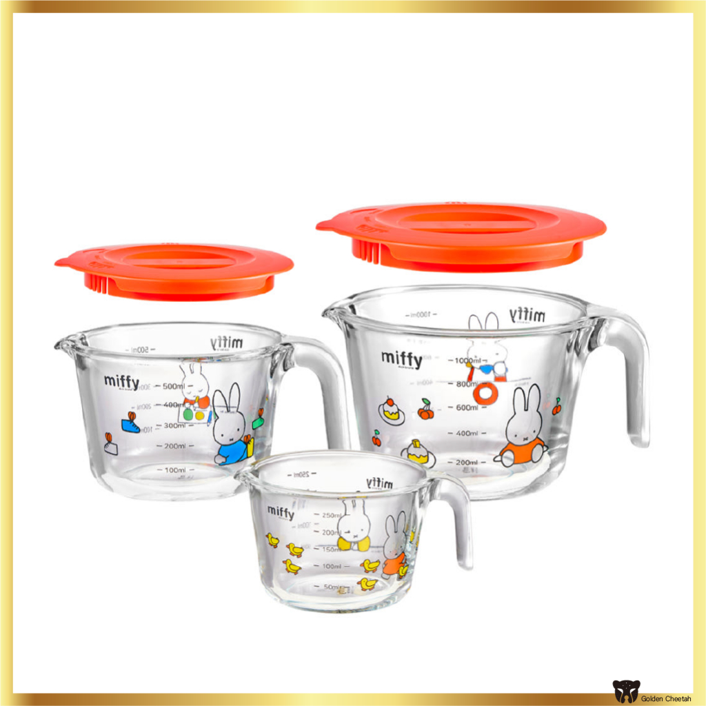 Ejiry x Miffy Glass Measuring Cup (250ml, 500ml with Lid, 1000ml with Lid) | Shopee Singapore