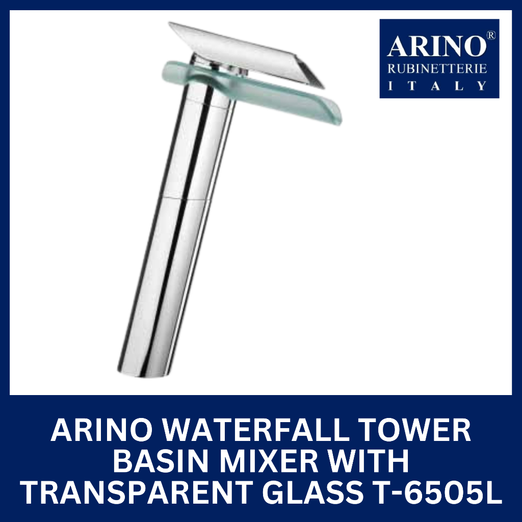 ARINO Waterfall Tower Basin Mixer with Transparent Glass T-6505L | WELS ...