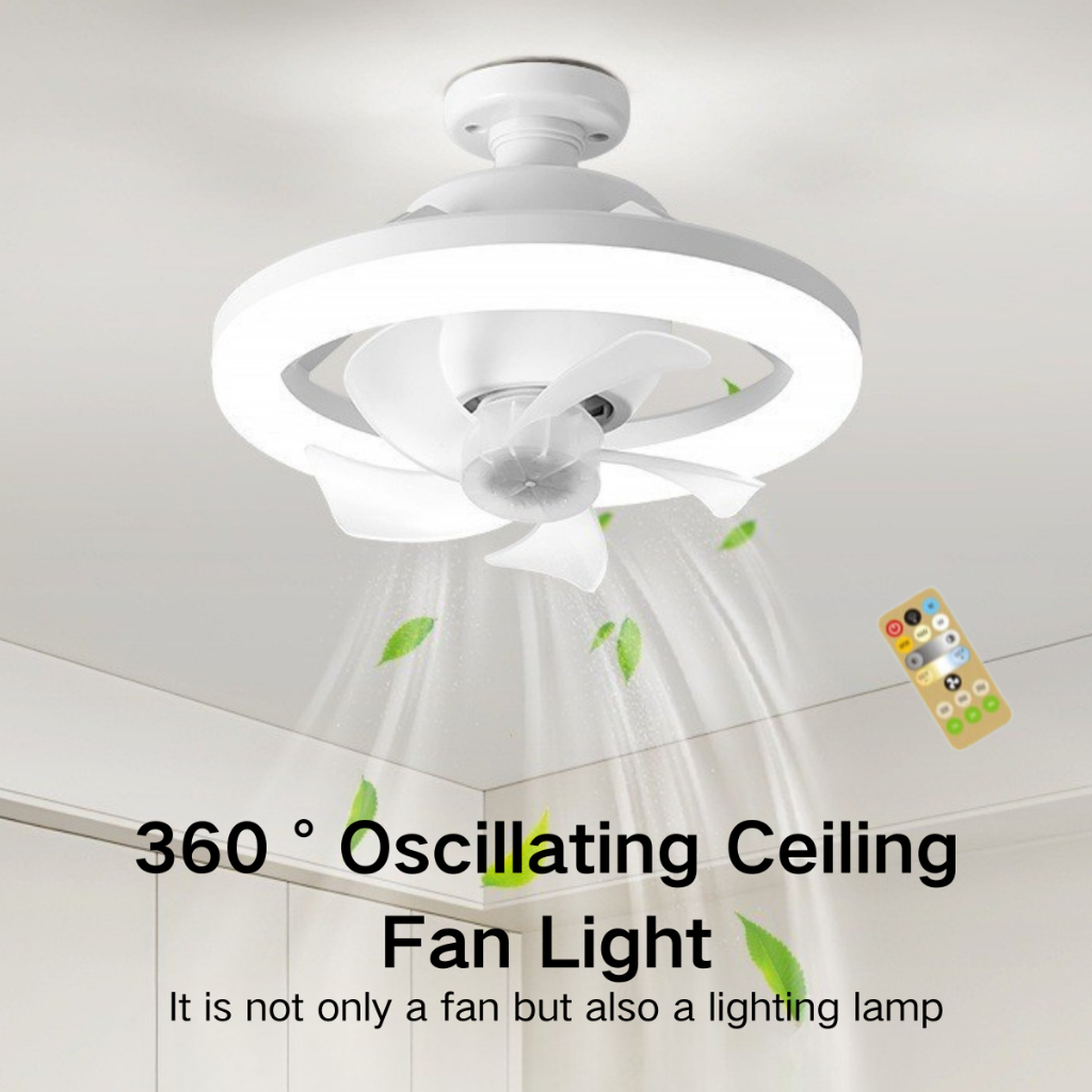 E27 Bulb Base MINI Ceiling Fan With Light 360° Rotation Ceiling Fan ...