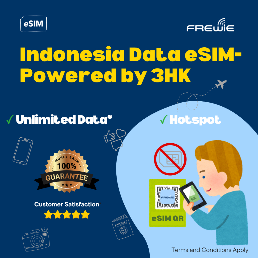 Indonesia eSIM 15GB - 30GB for 30 Days Data Roaming | QR Code via Email - By 3HK | Shopee Singapore