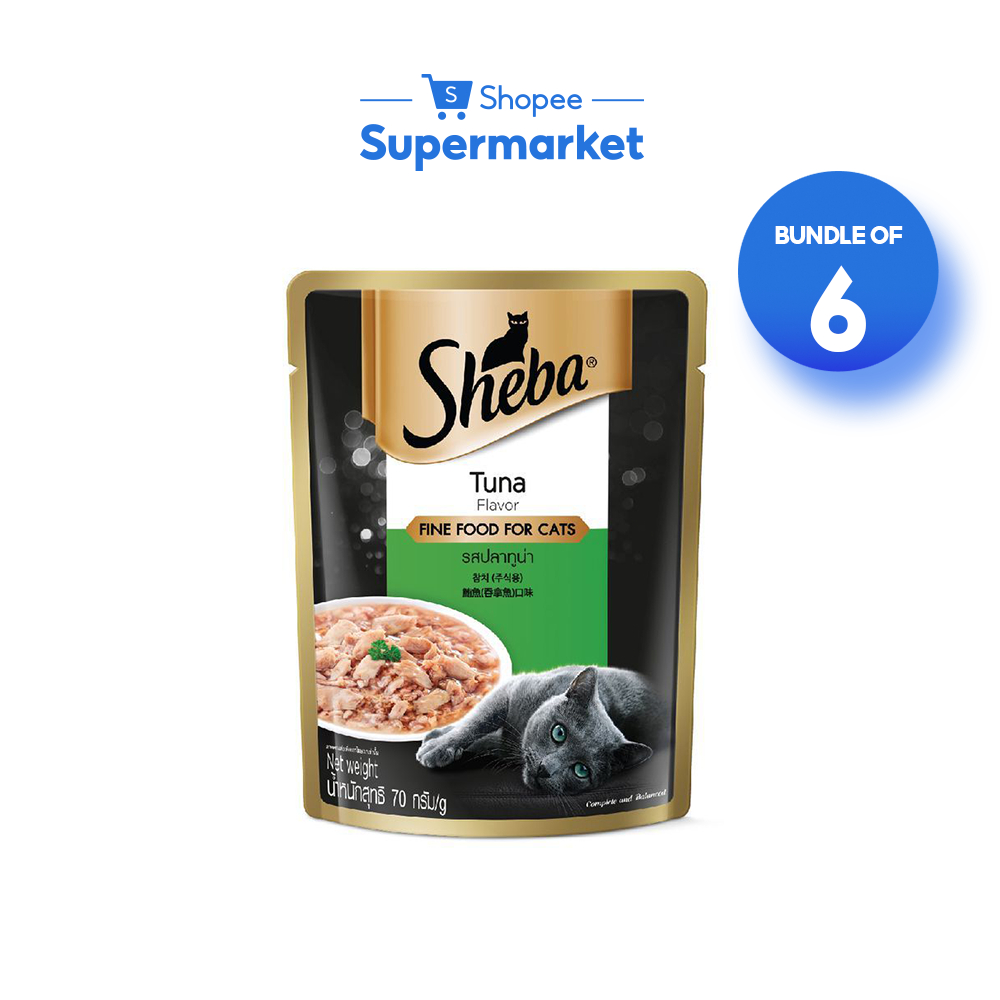 [Bundle of 6] Sheba Pouch Cat Wet Food Adult Tuna (70g) | Shopee Singapore