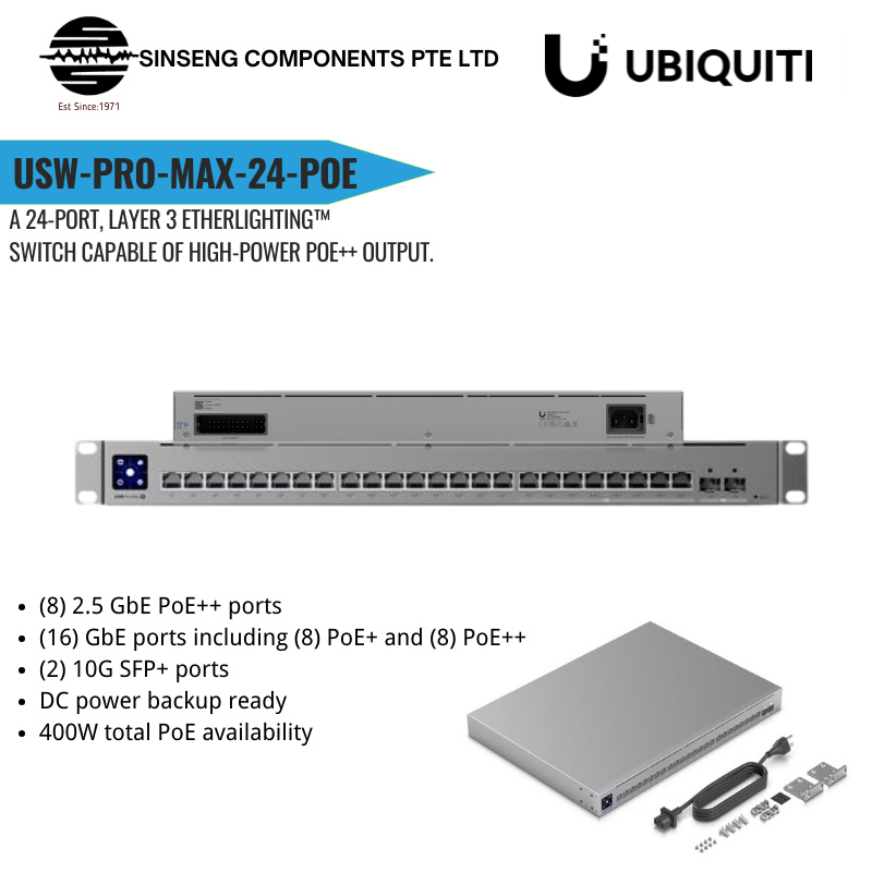 Ubiquiti Unifi Pro Max 24 PoE 24-Port POE++ Layer 3 Etherlighting ...