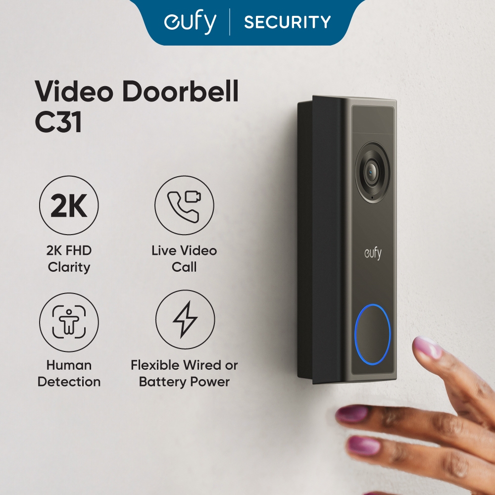 eufy Video Doorbell Camera C31, 2K FHD Battery or Hardwire Powered ...