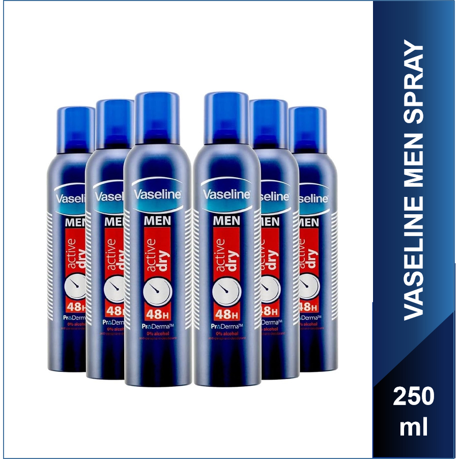 Vaseline Men Active Dry Deodorant Spray 250 ml | Shopee Singapore