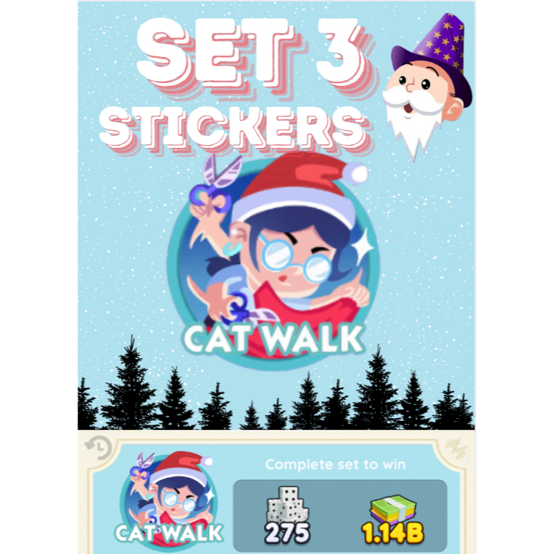Monopoly Go Stickers Set 3 cat Walk All stickers | Shopee Singapore