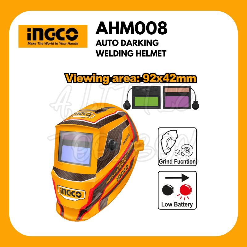INGCO AUTO DARKING WELDING HELMET AHM008 | Shopee Singapore