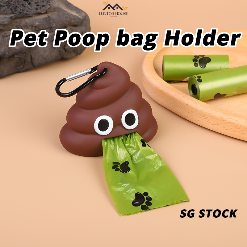 {SG} Dog Poop Bag Holder with Hook Poop Shape Pet Waste Poop Bag ...