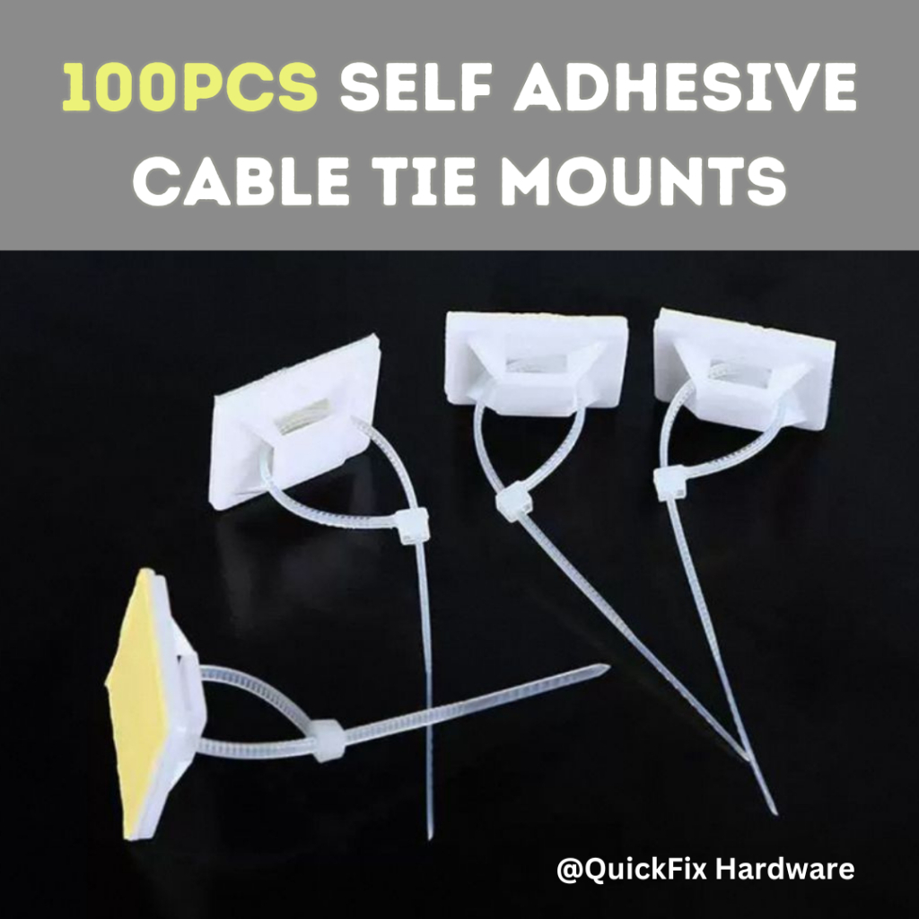 Self Adhesive 4-Way Cable Tie Mount 100pcs (Cable Tie Not Included ...
