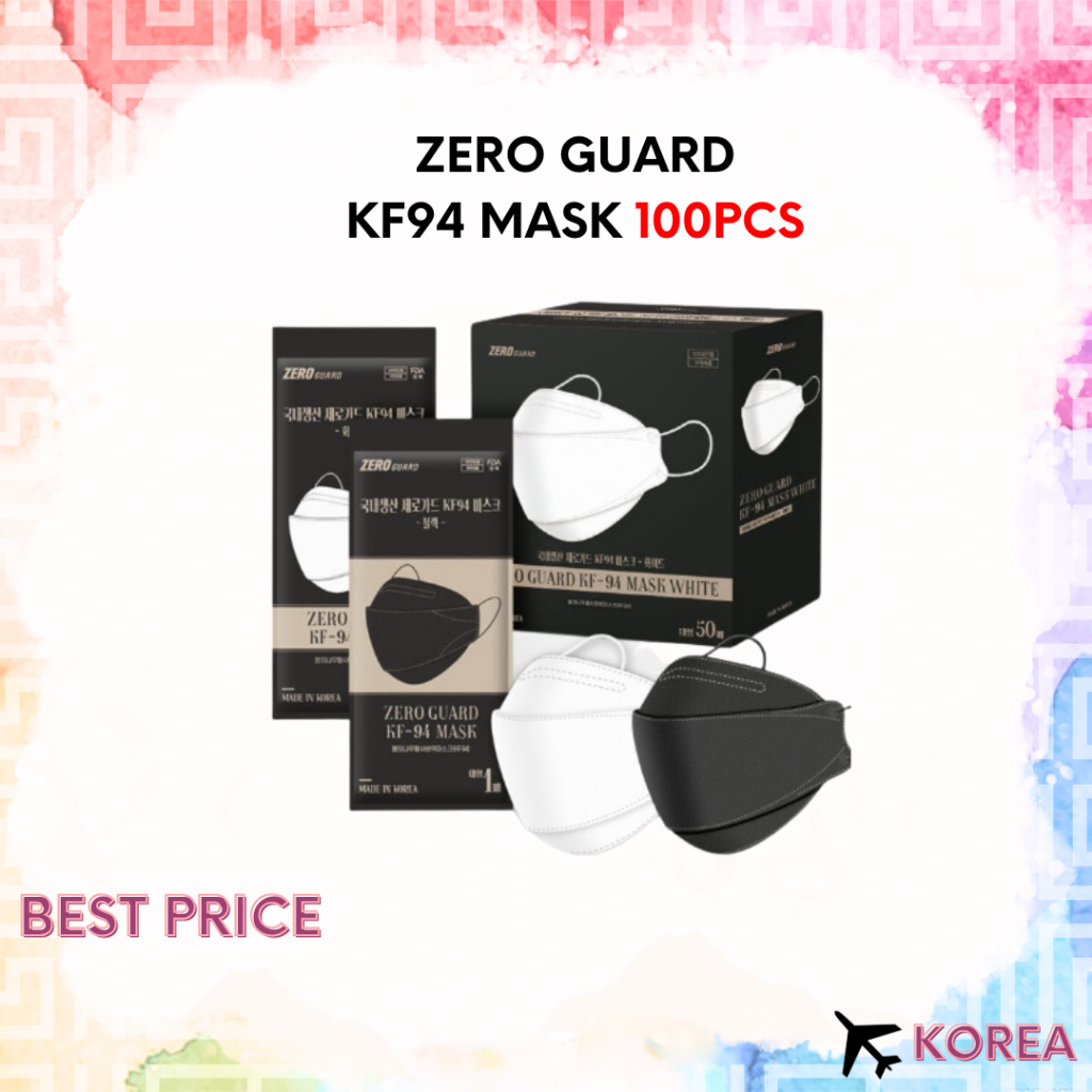 ZERO GUARD KF94 Yellow Dust 2D Mask 100 PCS (Black or White) | Shopee ...