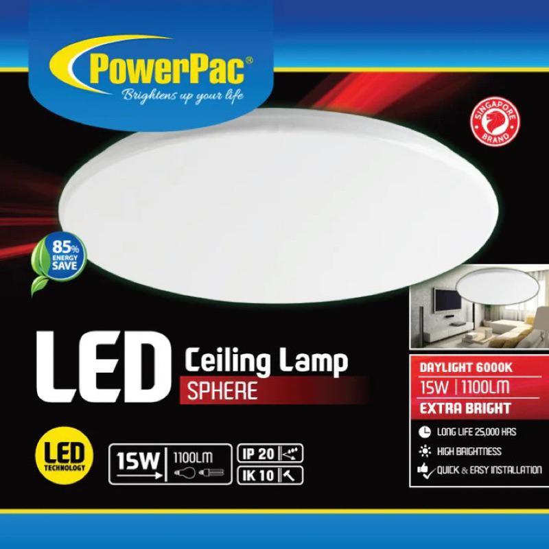 (POWERPAC) LED Ceiling Lamp, Round Light, Circular Tube 15W Daylight ...