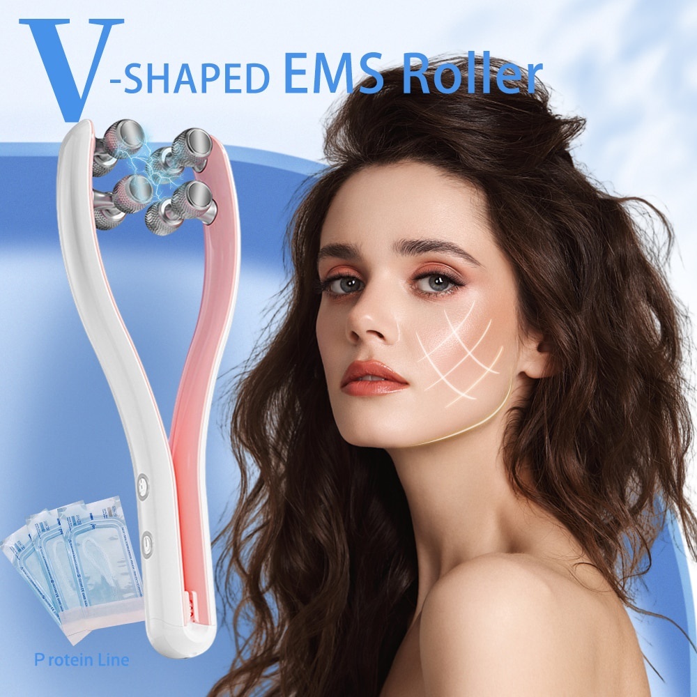EMS Face Lifting Roller Double Chin V Face Shaped Facial Massager Jaw ...