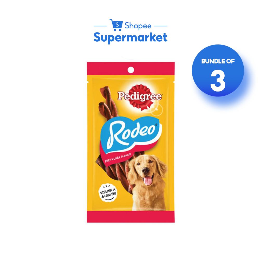 [Bundle of 3] Pedigree Dog Treat - Rodeo Beef & Liver 90G | Shopee ...