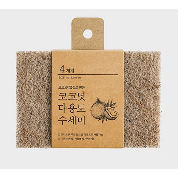 [DAISO] coconut shell scrubber * 1Pcs * Natural Eco-friendly ...