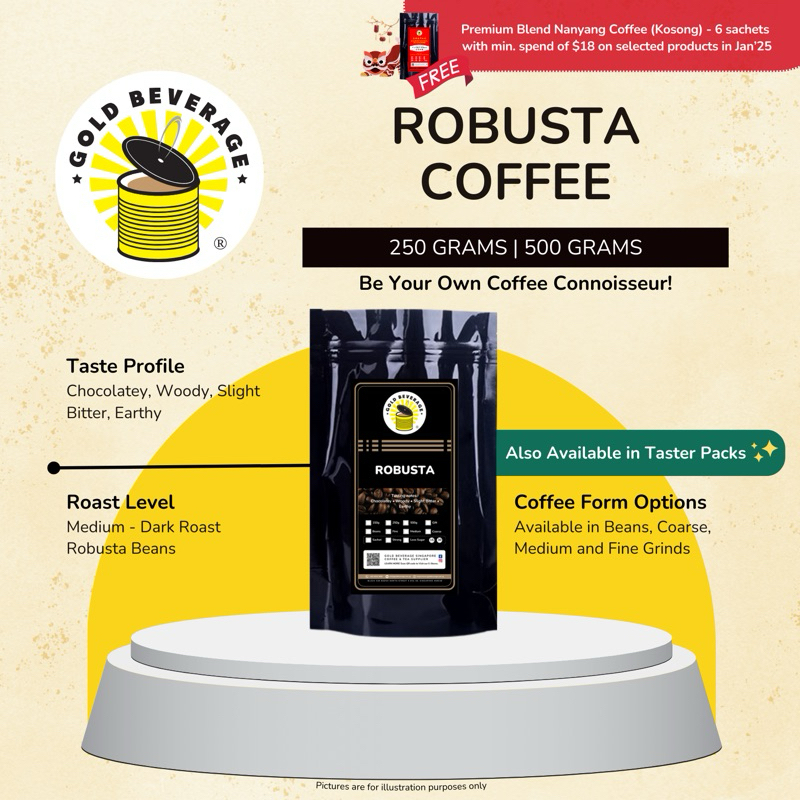 [Gold Beverage] Robusta Coffee Beans And Ground Coffee Powder | Shopee ...