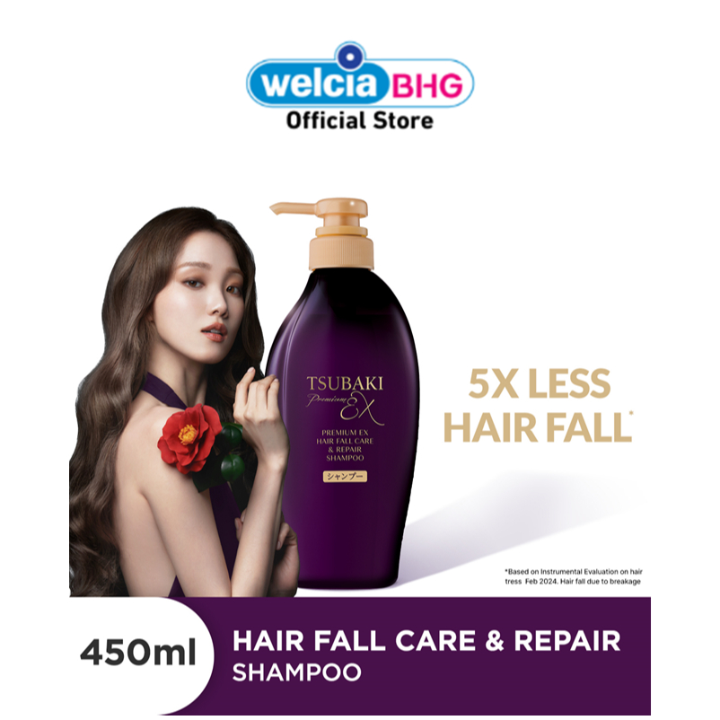 TSUBAKI Premium EX Hair Fall Care & Repair Shampoo For Thicker & Fuller Hair 450mL (132558 ...