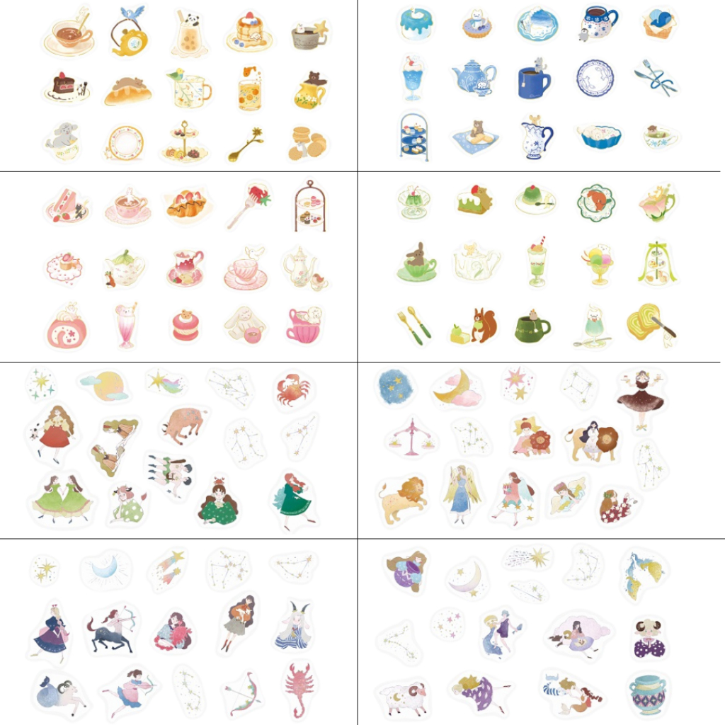 BGM Foil Stamping Stickers Flake Seal: Afternoon Tea Party / Star Poem | Shopee Singapore