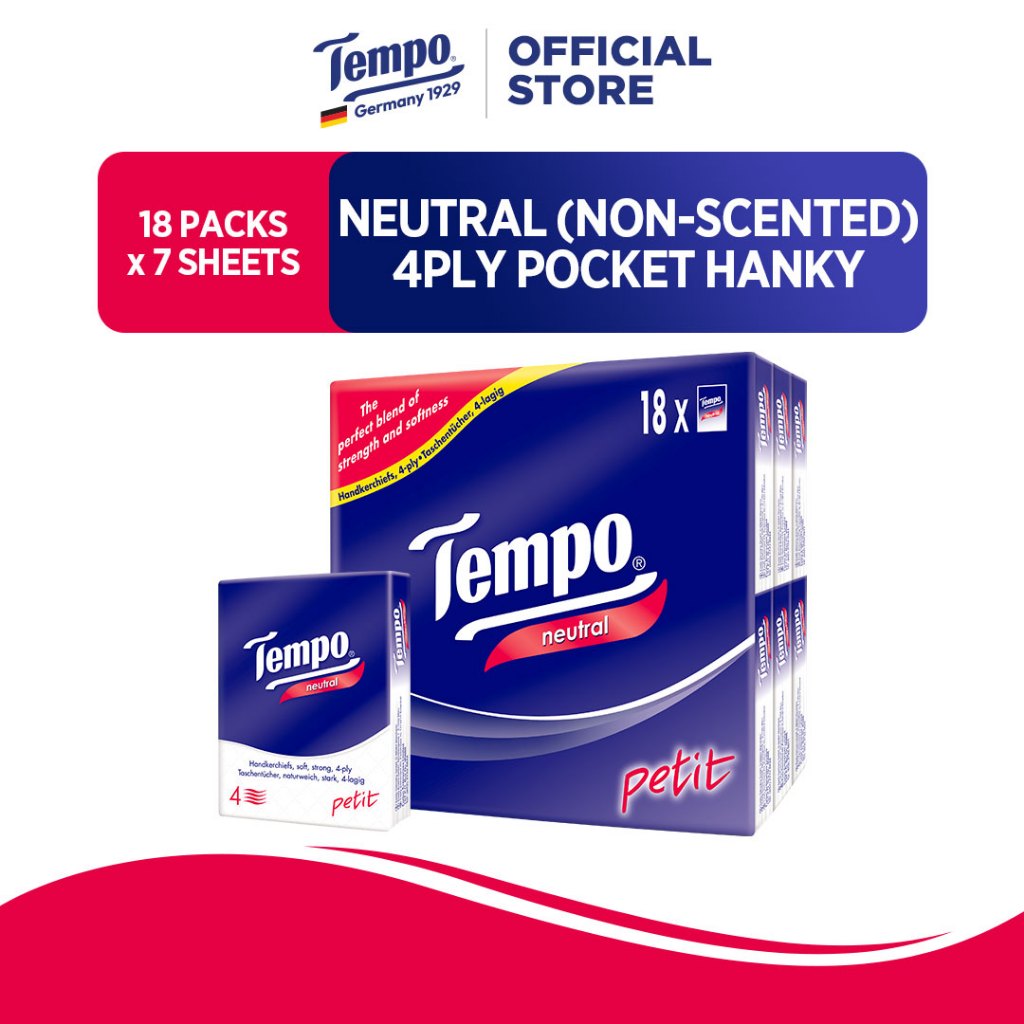 [Bundle Of 2/4/10] Tempo 4ply Pocket Hanky Facial Tissue Neutral Non ...