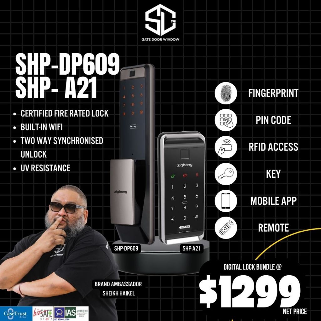 Zigbang Door SHP-DP609 + Zigbang Gate SHP-A21 Digital Lock Bundle | Shopee Singapore