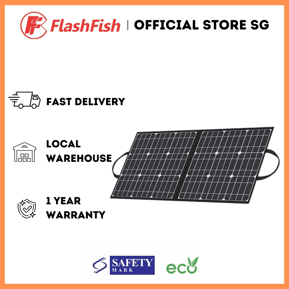 Flashfish SP100 Portable Solar Panel 100W/18V (Black) | Shopee Singapore